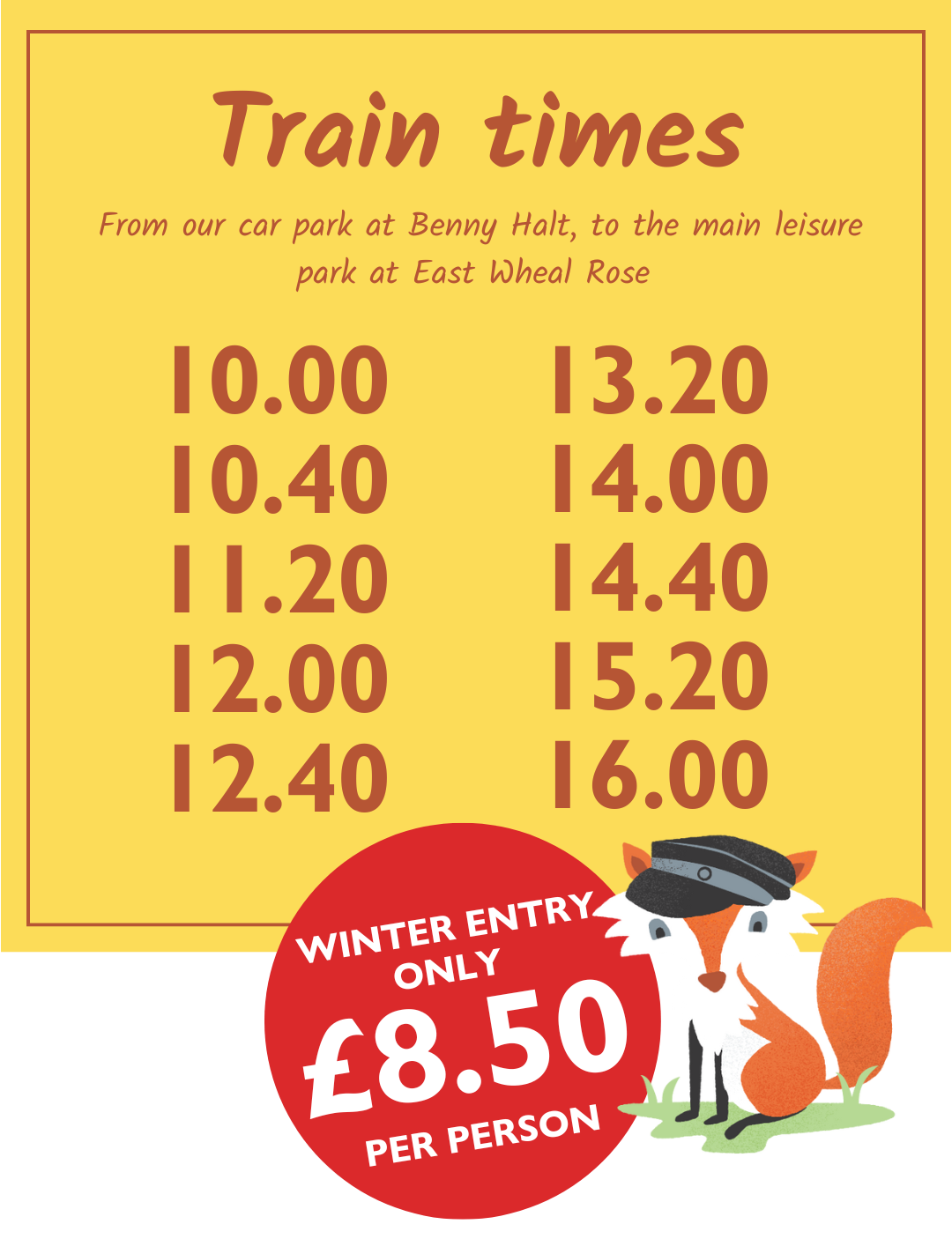 Opening Times & Prices - Lappa Valley